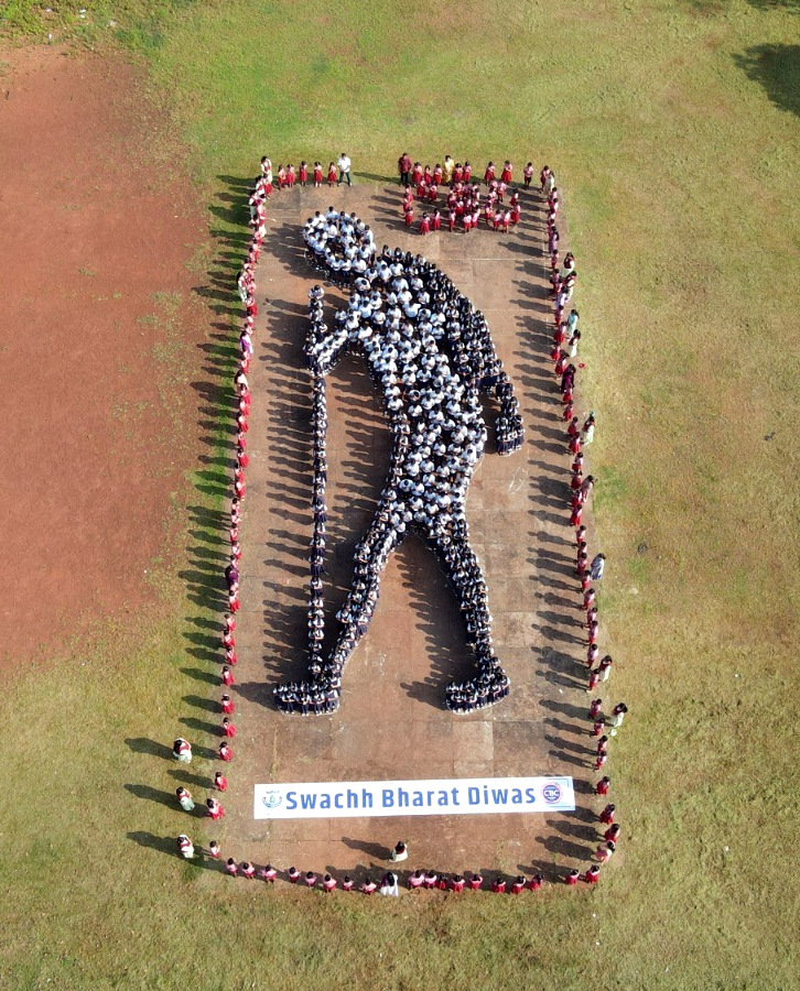 The Goan EveryDay: Over 700 students in Pernem form massive image of Gandhi The Goan EveryDay: Over 700 students in Pernem form massive image of Gandhi